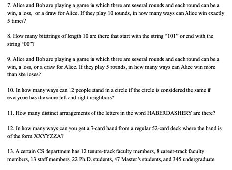 Solved 7 Alice And Bob Are Playing A Game In Which There Chegg Com