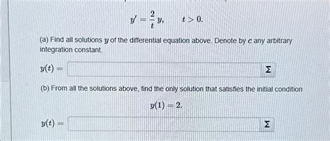 solved y 2ty t 0 a ﻿find all solutions y ﻿of the