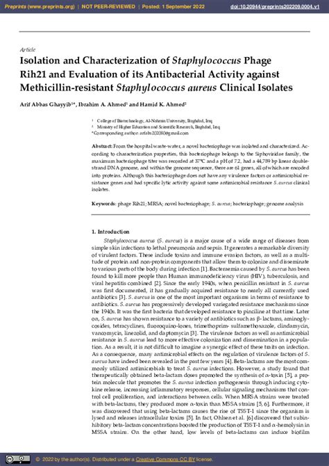 Pdf Isolation And Characterization Of Staphylococcus Phage Rih21 And Evaluation Of Its