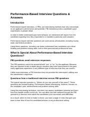 Mastering Performance Based Interview Questions For Success Course Hero