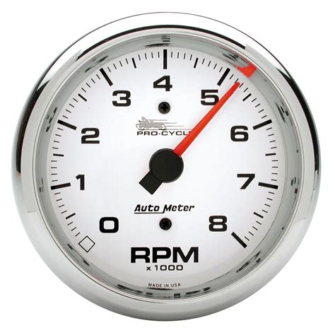 Autometer 3 38in 0 8000 Rpm White Pro Cycle Tachometer