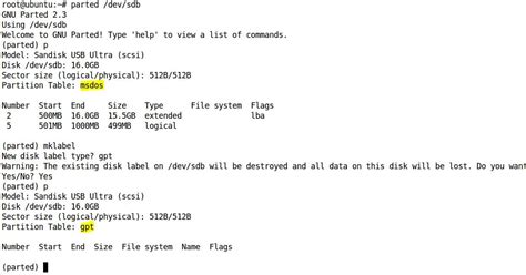 gpt partitioning with parted utility