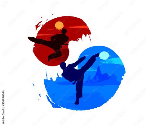 한국 전통 무술 태권도 일러스트 벡터 Stock Vector Adobe Stock