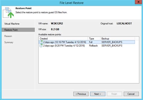 Vveeam Backup File Level Restore Guest Files Windows