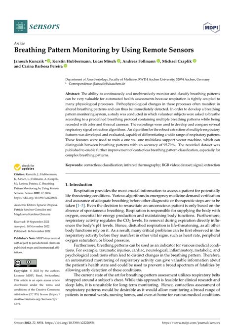 Pdf Breathing Pattern Monitoring By Using Remote Sensors