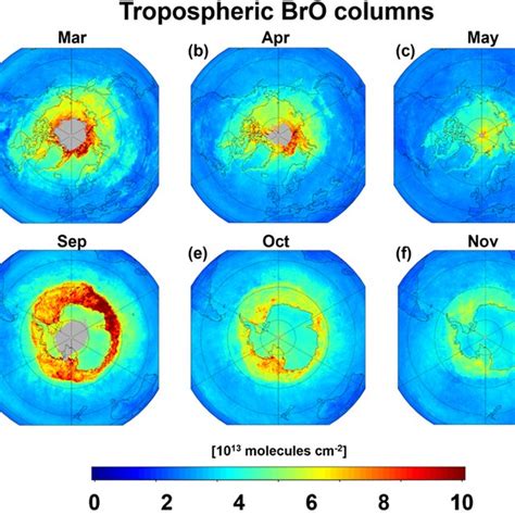 Monthly Mean Tropospheric Bro Columns Retrieved From Tropospheric Download Scientific Diagram