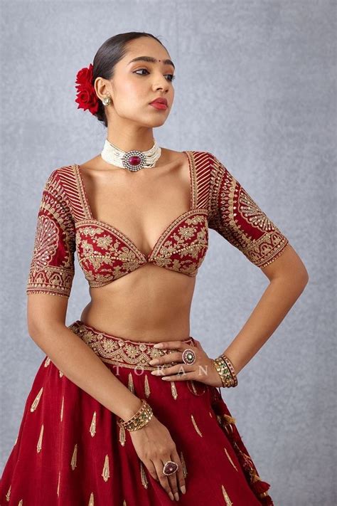 Deep Front Cut Blouse Designs