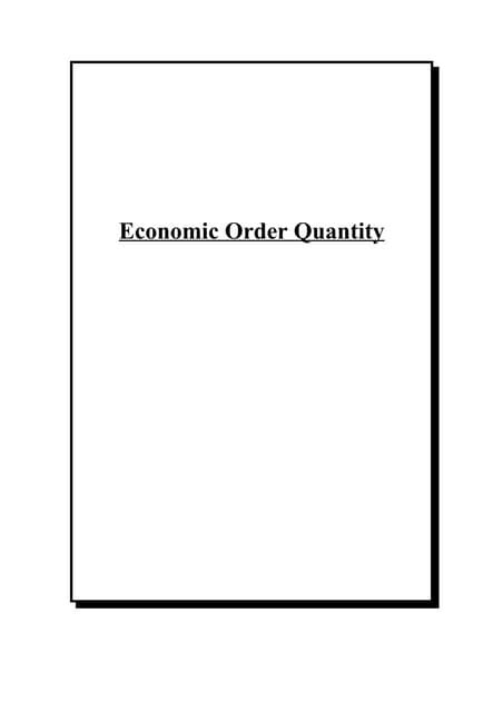 Economic Order Quantity Models Pptx