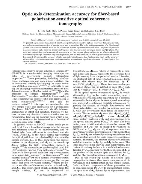 Pdf Optic Axis Determination Accuracy For Fiber Based Polarization Sensitive Optical Coherence