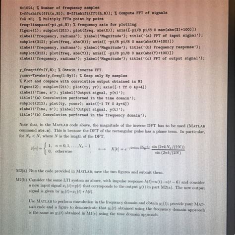 Solved MATLAB Problem Convolution Description Of Linear Chegg