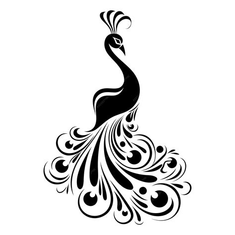 Elegant Black And White Peacock Silhouette Perfect For Tattoo Designs Logo Inspiration Or