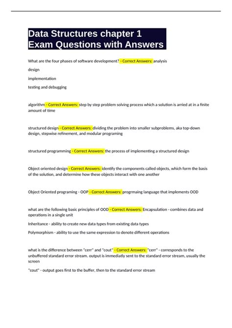 Data Structures Chapter 1 Exam Questions With Answers Data Structures And Algorithm Analysis