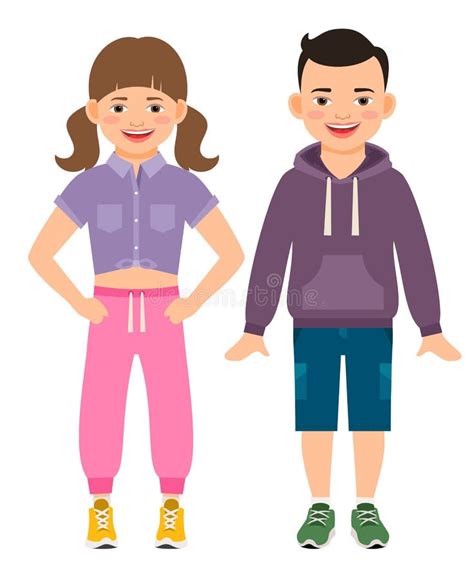 逗人喜爱的动画片女孩和男孩 向量例证 插画 包括有 人们 乐趣 喜悦 五颜六色 快乐 背包 蓝色 89354654