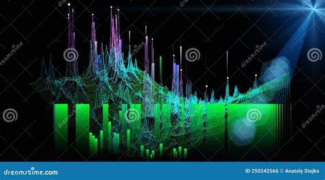 Abstract Background With Bending 3d Wireframe Grid And Color Lines Visual Presentation Of 3d