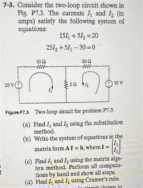 Solved 7 3 Consider The Two Loop Circuit Shown In Fig Chegg Com
