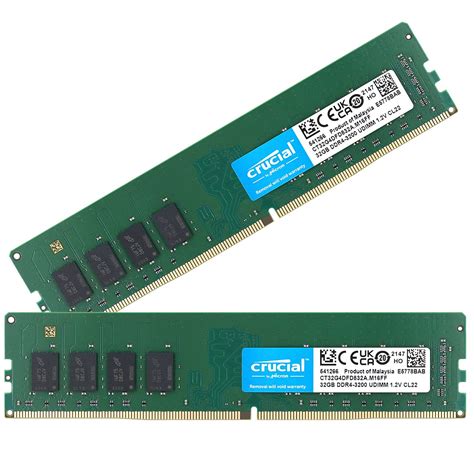 Crucial Desktop Memory Pc4 25600 Ddr4 3200 64gb 32gb X 2 Udimm Ct32g4dfd832a [parallel
