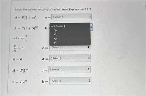 Select The Correct Missing Variables From