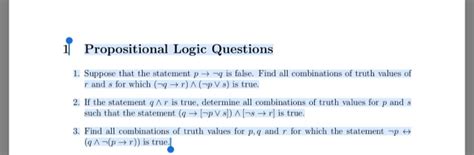 Solved Propositional Logic Questions 1 Suppose That The