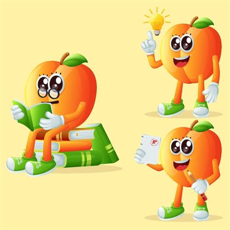 Premium Vector Cute Apricot Characters Being Clever