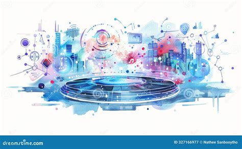 Futuristic Digital Technology Concept Art Stock Illustration Illustration Of Connected