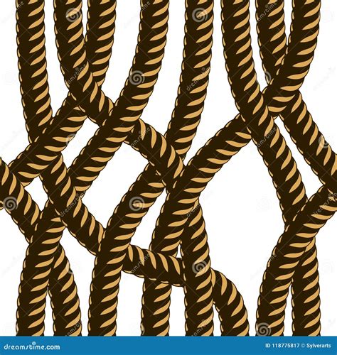 Seamless Nautical Rope Pattern Vector Endless Navy Illustration Stock Vector Illustration Of
