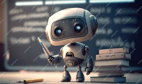 Premium Photo Robot Teacher Teaching The Future Cute Small Robot In