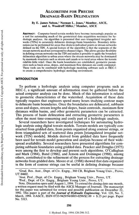 pdf algorithm for precise drainage basin delineation