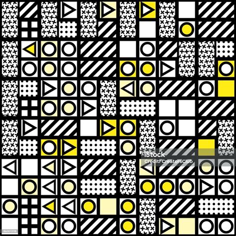 Decorative Geometric Shapes Tiling Monochrome Irregular Pattern Abstract Background Artistic