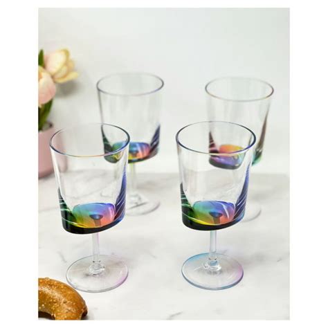 Dropship Oval Halo Plastic Wine Glasses Set Of 4 12oz Bpa Free Acrylic Wine Glass Set