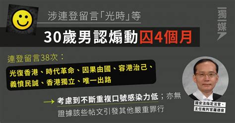 涉連登留言「光時」等 30歲男認煽動囚4個月 官稱不斷重複口號感染力低 獨媒報導 獨立媒體