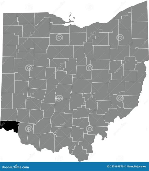 Location Map Of The Hamilton County Of Ohio Usa Stock Vector