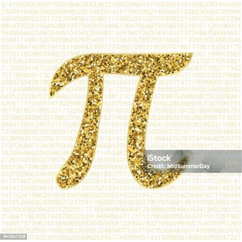 벡터는 흰색 바탕에 황금 반짝이 Pi 번호입니다 기호 수학 상수 무리수 그리스 문자 사립 탐정 추상 디지털 그림입니다 훈장을 위한 디자인 요소입니다 0명에 대한 스톡 벡터