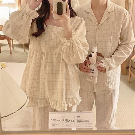 도나set 러브체크 커플 파자마 홈웨어 남성 여성 가을 겨울 긴팔 긴바지 잠옷세트 2세트