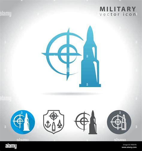 Military Icon Set Collection Of Bullet Target And Army Symbols Vector Illustration Stock