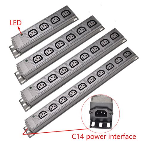 Pdu รางปลั๊กไฟ C14 Universal Plug Interface Iec C13 Outlet Led Power