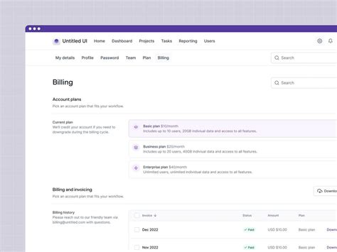 Billing Settings Untitled UI By Jordan Hughes
