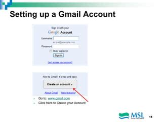 Setting Up A Gmail Account Email Safety PPT