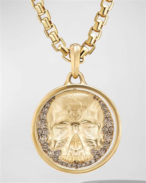 David Yurman Mens Duality Pendant With Diamonds In 18k Gold 30mm