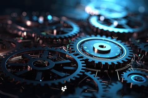 Premium Ai Image Digital Gear Wheels On Circuit Board High Technology Engineering Generative Ai
