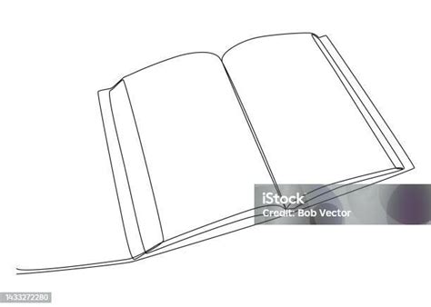 열린 책의 연속 선 그리기 하나 씬 라인 일러스트 레이 션 벡터 개념 윤곽선 그리기 창조적 인 아이디어 책에 대한 스톡 벡터