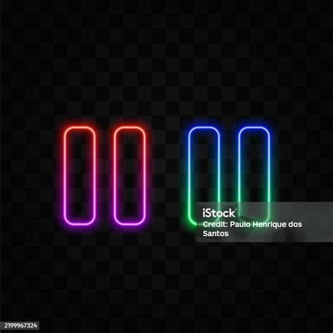 일시정지 기호 아이콘을 클릭합니다 플레이어 탐색 버튼 네온 스타일 그림자가 있는 회색 플랫 버튼 최신 Ui 웹 사이트 탐색 벡터 검증에 대한 스톡 벡터 아트 및 기타 이미지