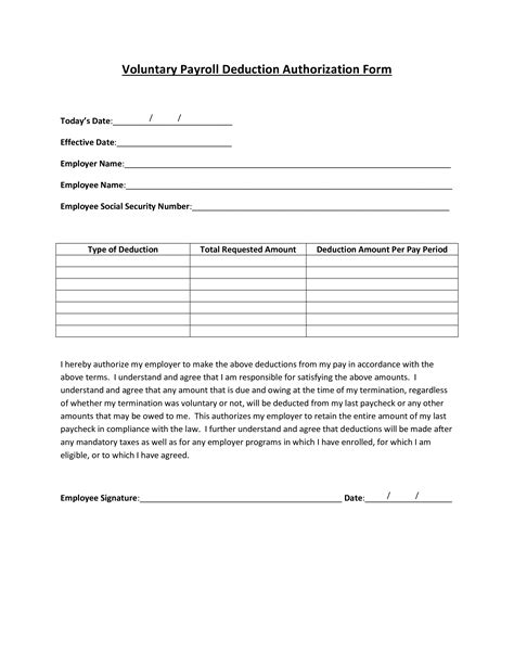 Payroll Deduction Form Template Available In A4 And Us Letter