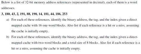 Solved Below Is A List Of 32 Bit Memory Address References