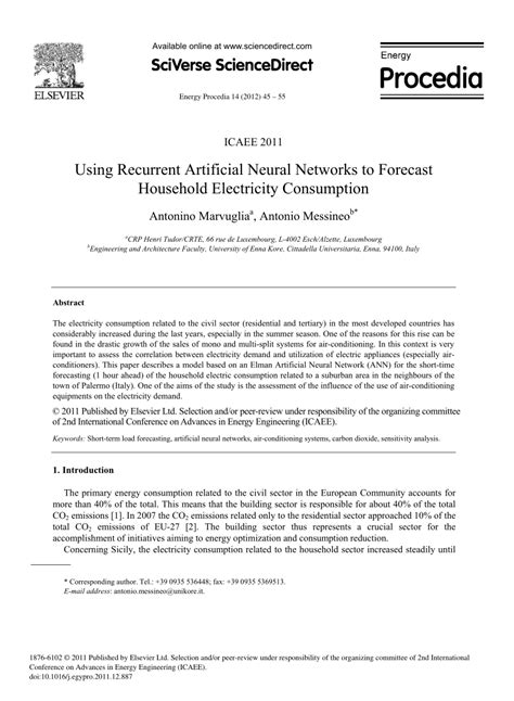 Pdf Using Recurrent Artificial Neural Networks To Forecast Household Electricity Consumption