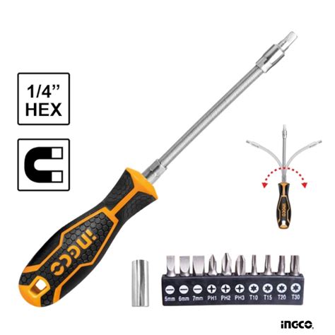 Ingco Κατσαβίδι Εύκαμπτο Σετ 12 τεμ