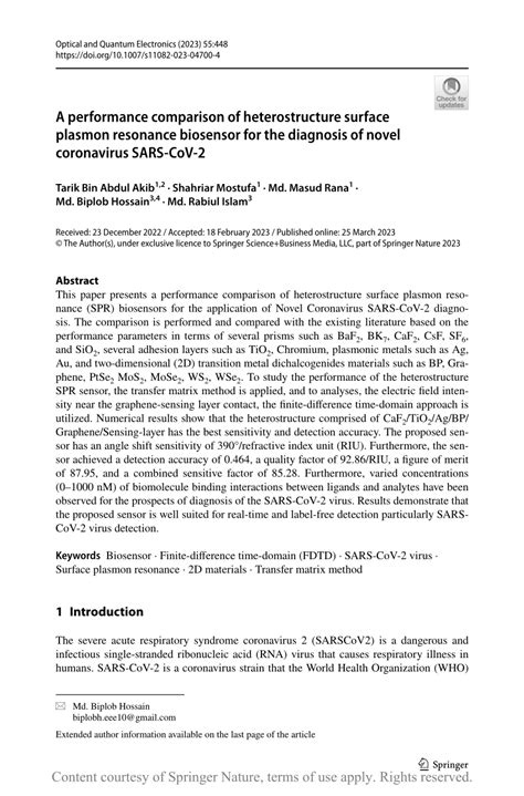 A Performance Comparison Of Heterostructure Surface Plasmon Resonance Biosensor For The