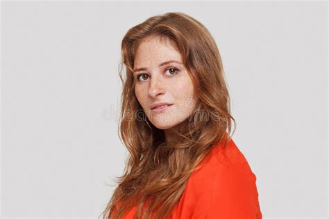 Cute Redhead Woman Portrait Beautiful Female Face Stock Image Image