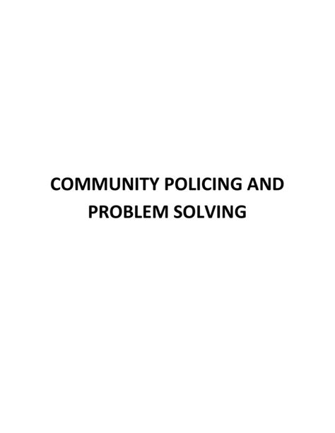 Community Policing And Problem Solving
