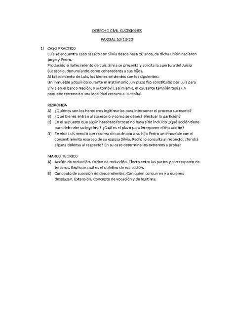 Derecho Civil Sucesiones Derecho Civil Sucesiones Parcial 1010 1
