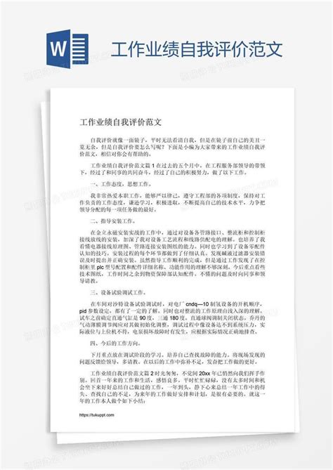工作业绩自我评价范文Word模板下载 编号rrxrrozr 熊猫办公